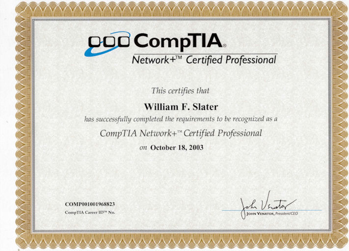 William F. Slater, III - Professional Certifications